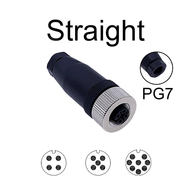 M12 Sensor connector waterproof straight angle male female screw ...