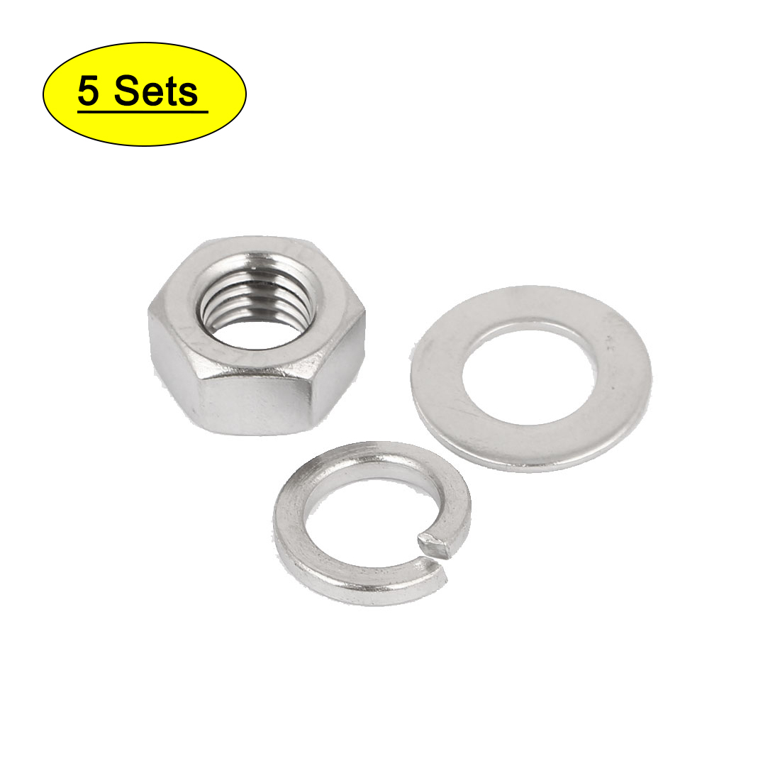 M12 Thread Diameter 304 Stainless Steel Hex Nut Flat Washer Split Lock ...