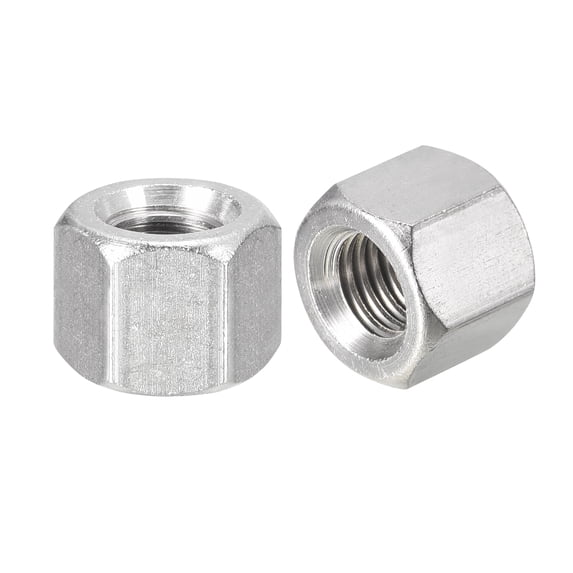 M12 x 1.75-Pitch 15mm Length Coupling Nuts, 2 Pack 304 Stainless Steel ...