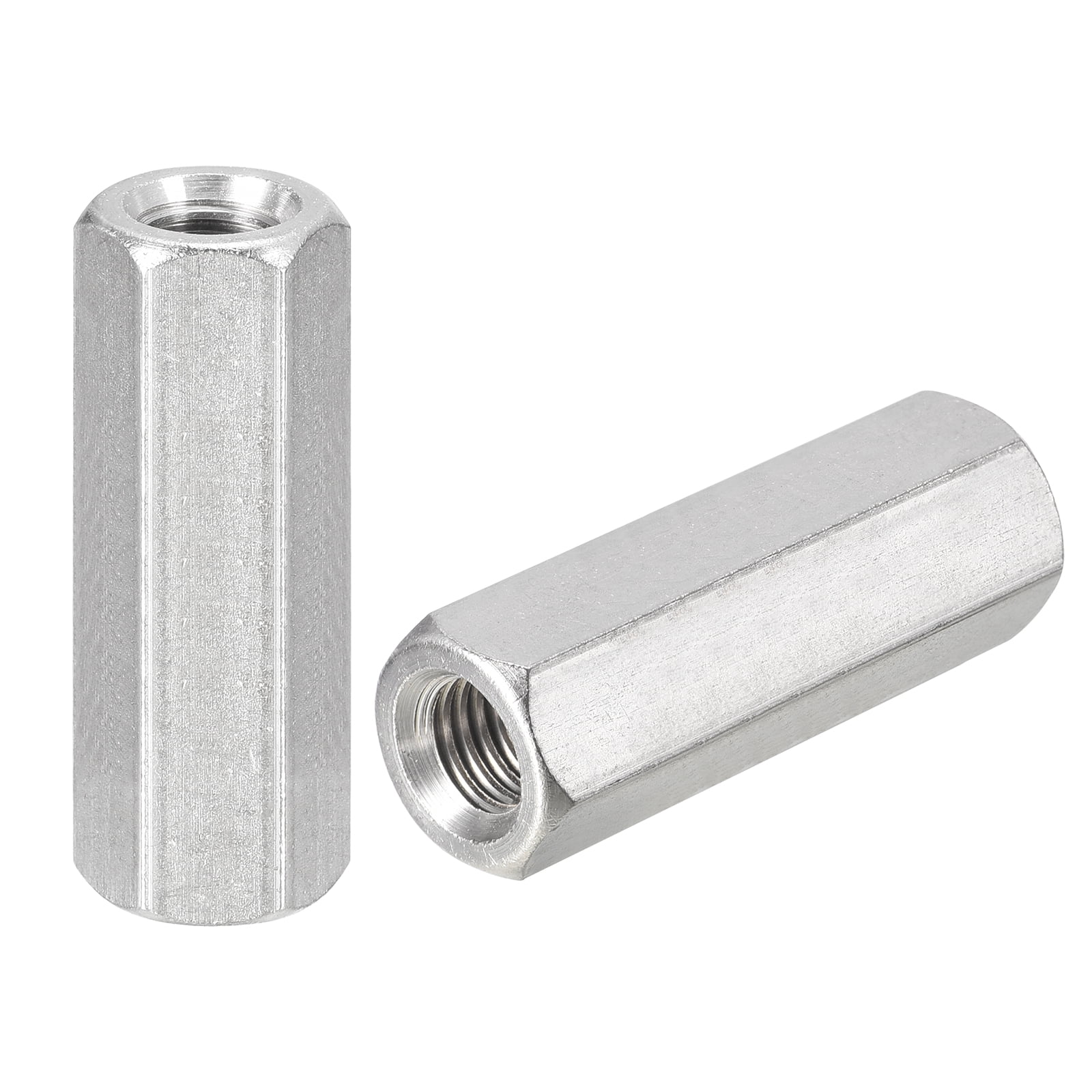 M12 x 1.75-Pitch 60mm Length Coupling Nuts, 2 Pack 304 Stainless Steel ...