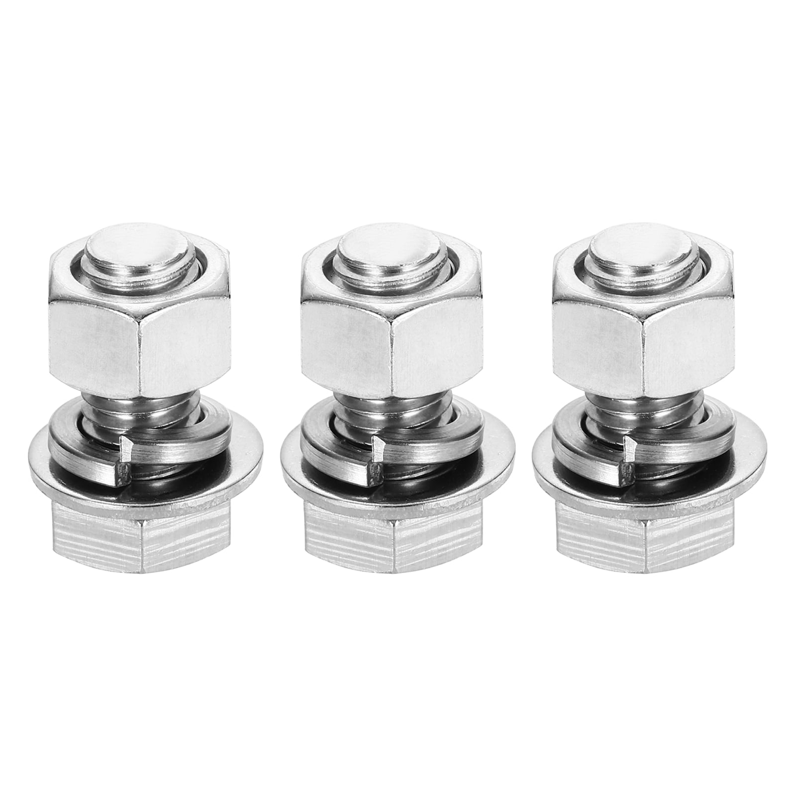 M12 x 25mm 304 Stainless Steel Hex Head Screws Bolts, Nuts, Flat & Lock Washers Assortment Kit ...