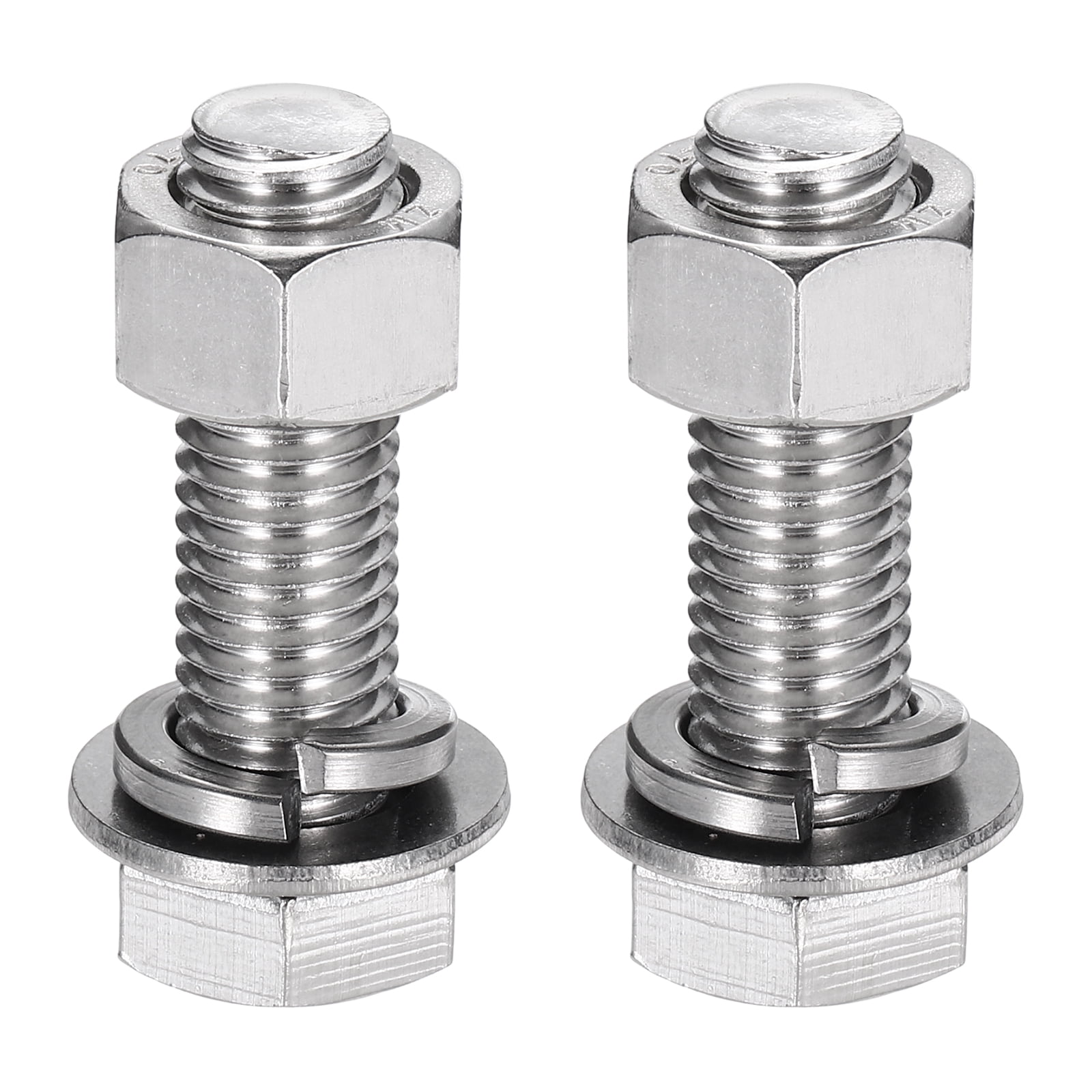 M12 x 40mm 304 Stainless Steel Hex Head Screws Bolts, Nuts, Flat & Lock ...