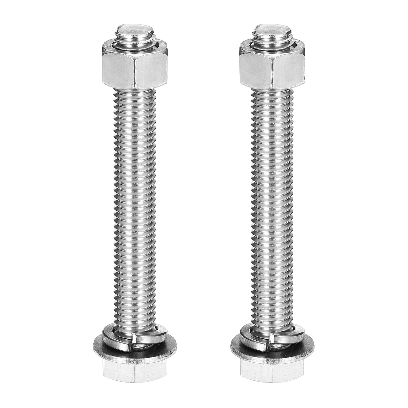 M12 x 90mm 304 Stainless Steel Hex Head Screws Bolts, Nuts, Flat & Lock ...
