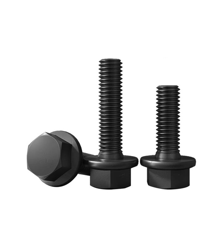 M12x35 (2pcs) Flange Hex Head Bolts Screws, Class 10.9 heavy black ...