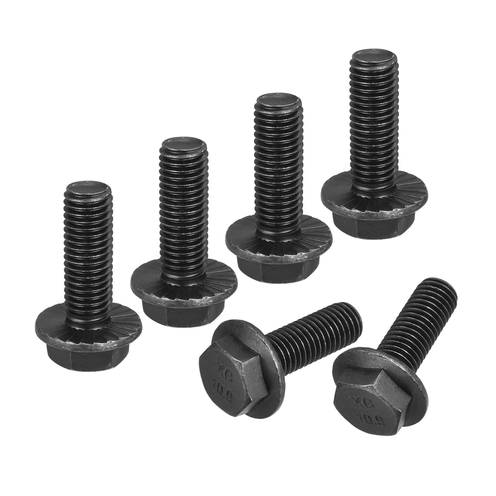 M12x35mm Hex Serrated Flange Bolts 10.9 Grade Carbon Steel Screws 6 ...