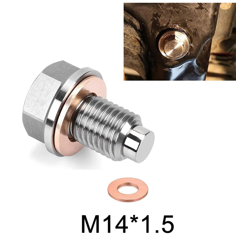 M14×.5 Aluminum Stainless Steel Sump Drain Nut Bolt with Copper Crush ...