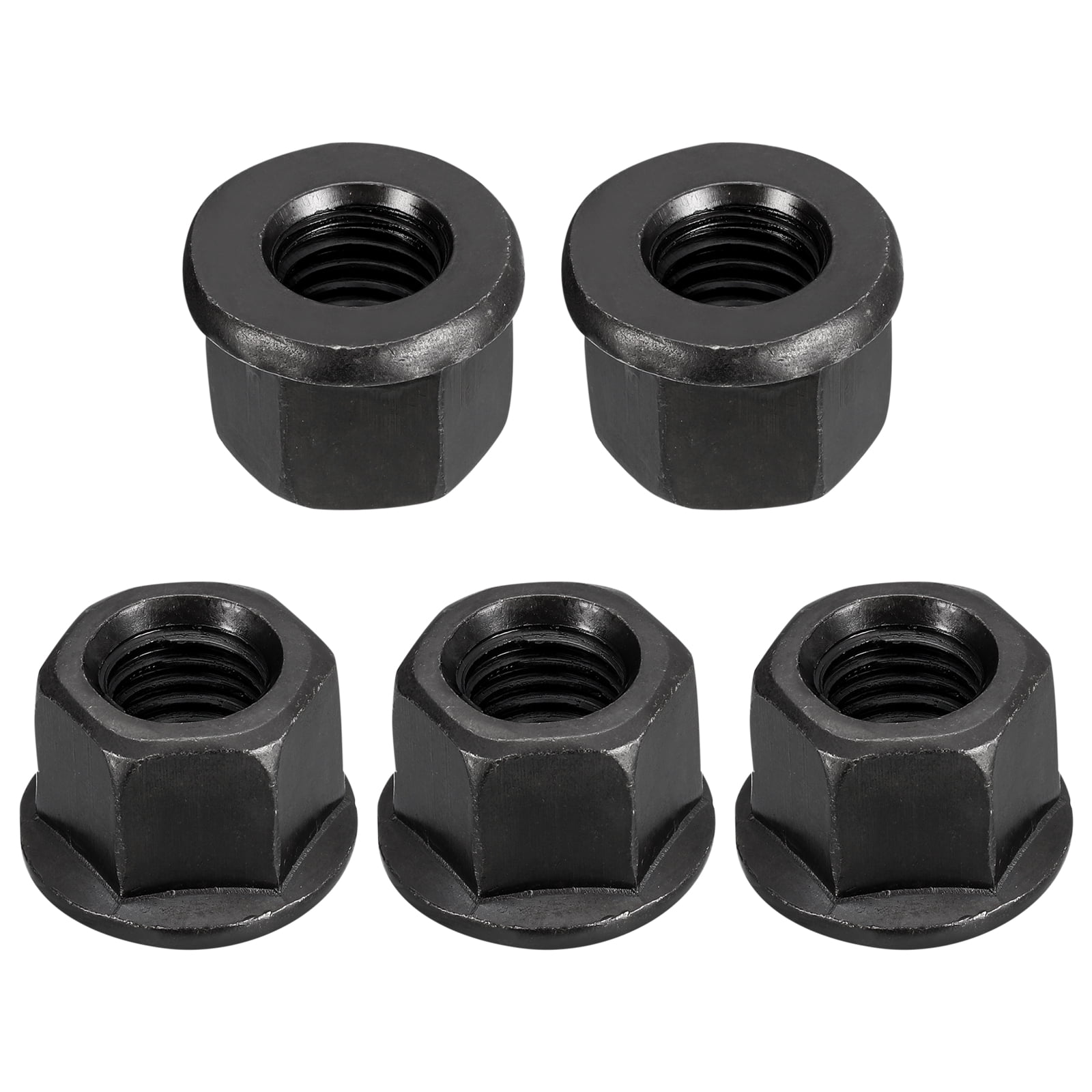 M14 Flange Hex Nuts, 5 Pack Grade 10.9 Carbon Steel Black Oxide ...