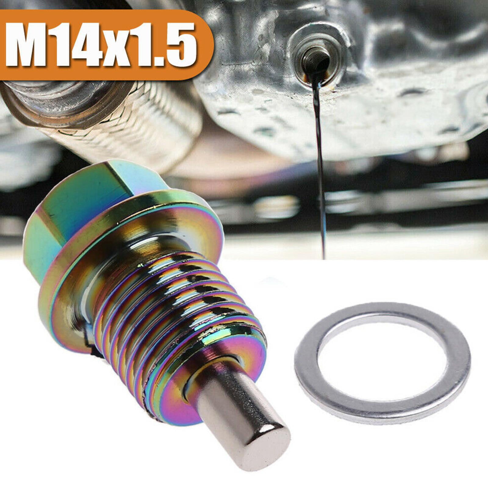M14 x 1.5 Magnetic Aluminum Oil Drain Plug Sump Drain Nut Bolt with Copper Gasket Crush Washer ...