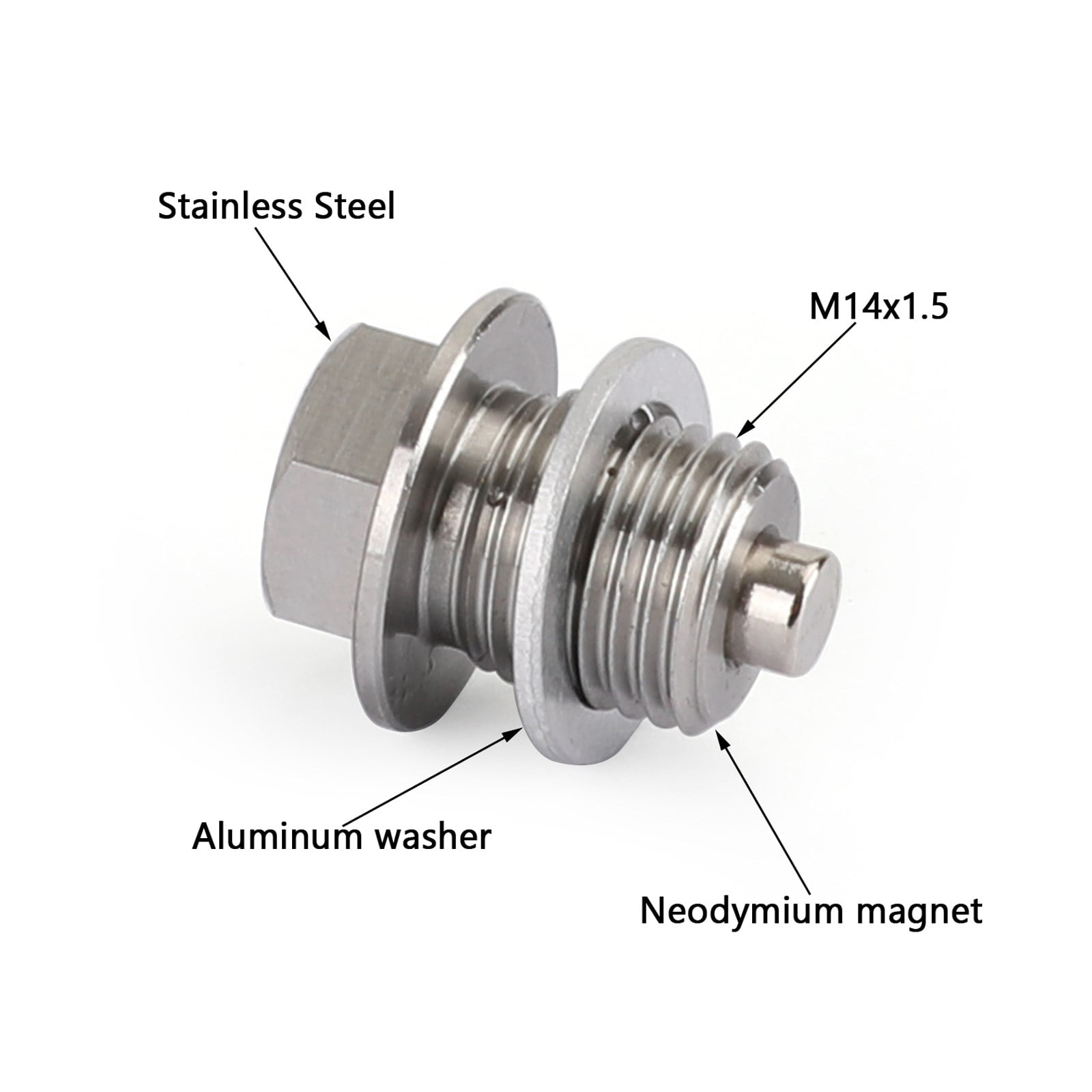 M14 x 1.5MM Stainless Steel Car Oil Drain Plug with Neodymium Magnet ...