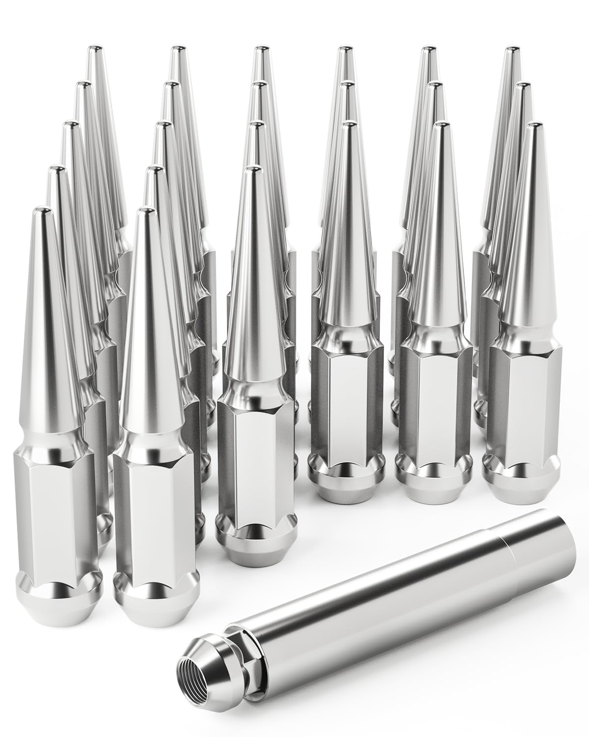 The M14x1.5 Spike Lug Nuts, 14mmx1.5 Wheel Lug Nuts Compatible with Silverado Suburban Express ...