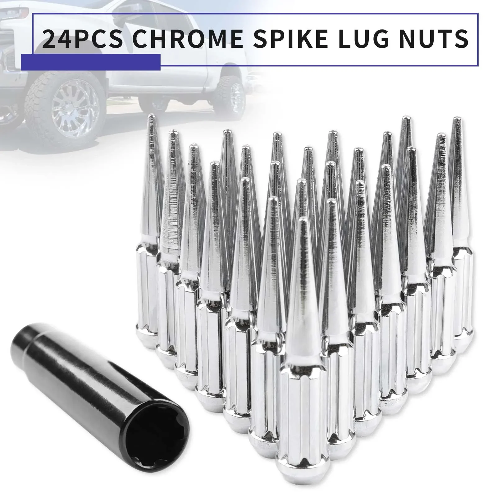 M14x1.5 Spike Lug Nuts, 14mmx1.5 Wheel Lug Nuts Compatible with Silverado Suburban Express ...