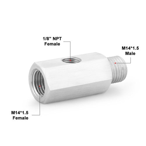 M14x1.5Female Oil Pressure Sensor Tee 1/8NPT to M14x1.5 Male Adapter ...