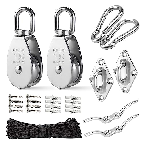 M15 Stainless Steel Pulley System Kit-Heavy-Duty Pulley Wheel, Pulley ...