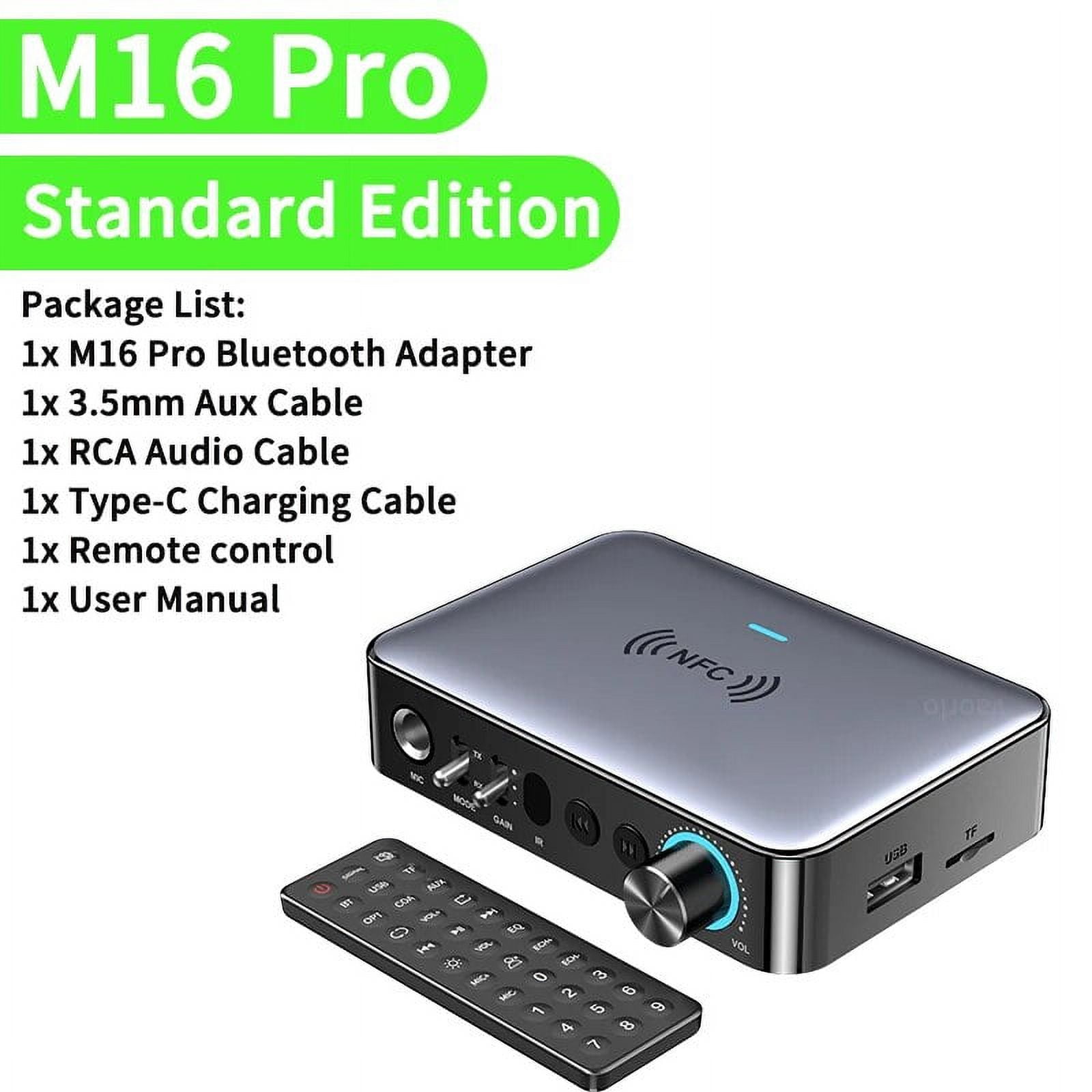 M16 Pro Bluetooth Audio Receiver Transmitter NFC AUX 2RCA U-Disk TF 6.5 Mic Coaxial Optical DSP ...