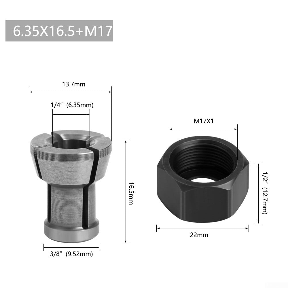M17 6/6.35/8mm Collet Chuck Adapter With Nut Engraving Trimming Machine ...