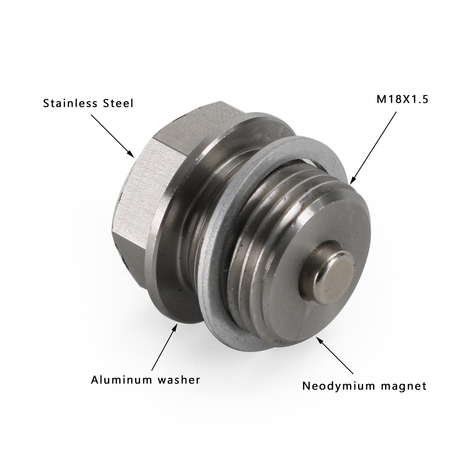 M18 x 1.5MM Stainless Steel Car Oil Drain Plug with Neodymium Magnet ...