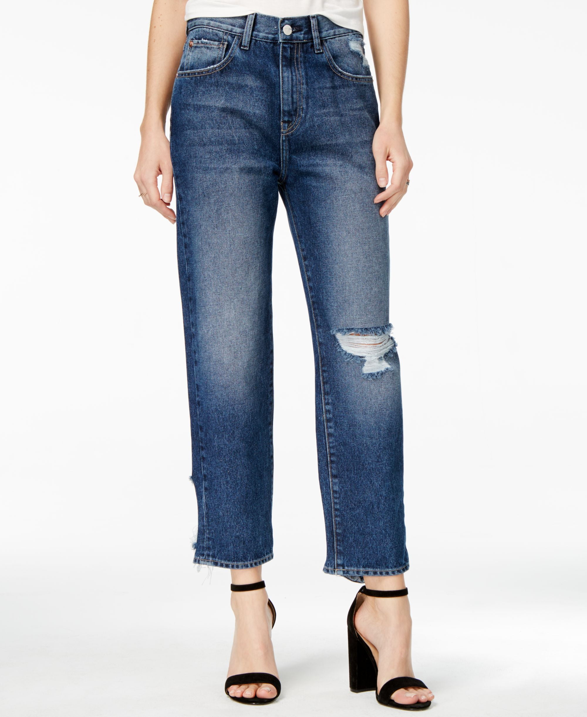 M1858 Frida Ripped Classic High Rise Straight Leg Jeans Atlantic 26 ...