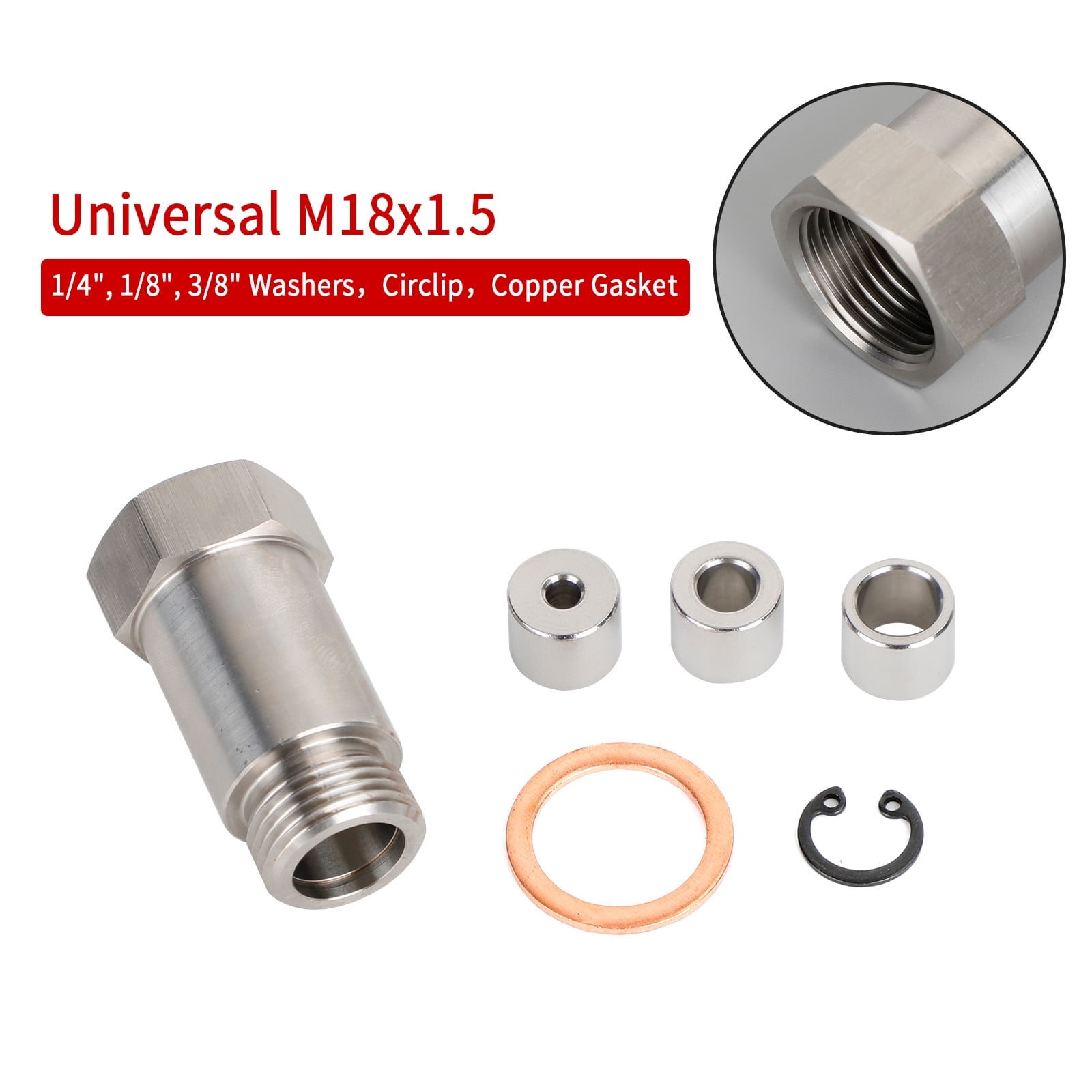 Jcarpart M18x1.5 Exhaust Gas Sensor Extension Adapter Spacer 45MM Kit ...