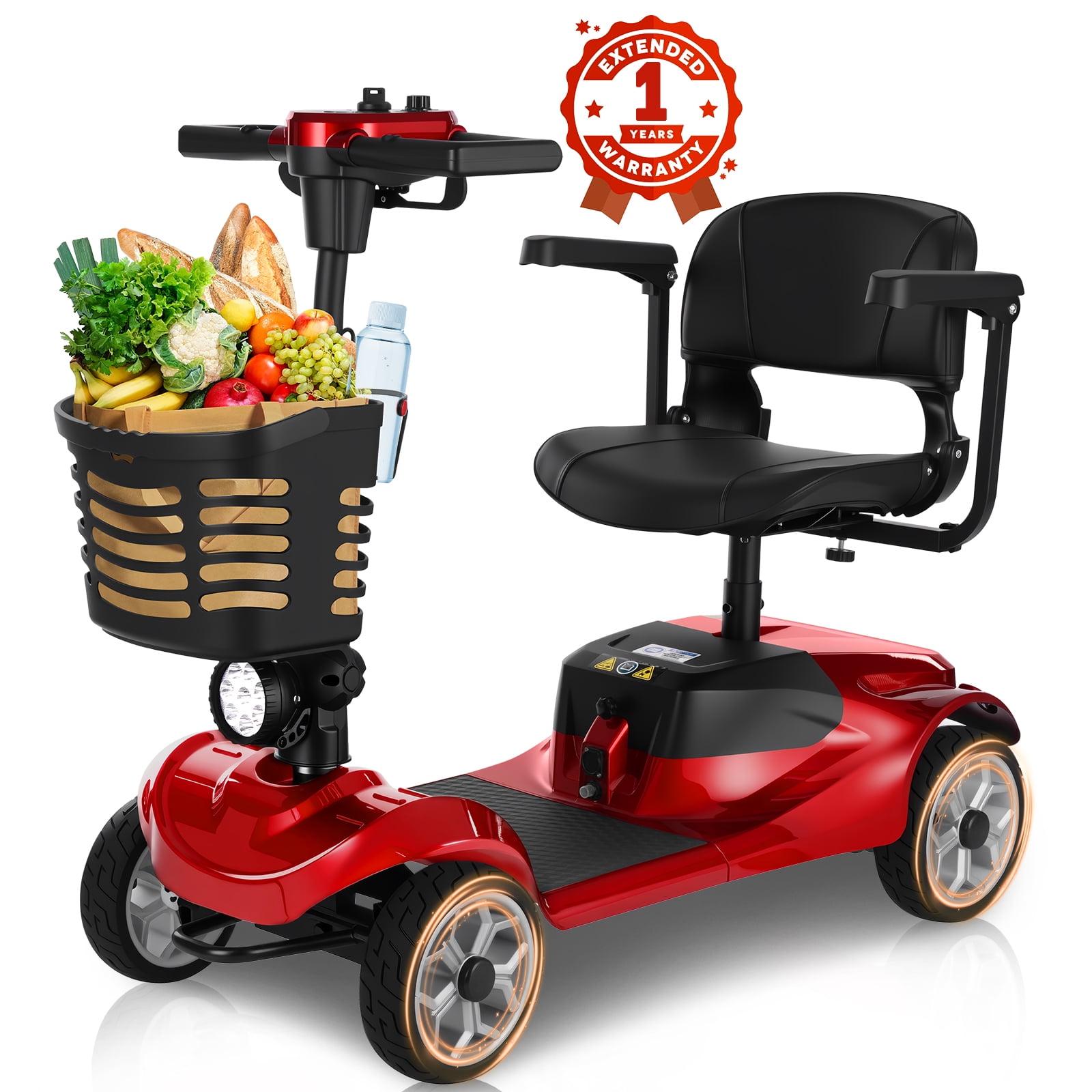 M1F 15 Miles 4-Wheel Mobility Scooter for Adults/Seniors, 350W Powered Electric Wheelchair ...
