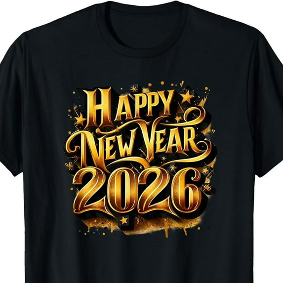 M1en's & WoM1en's 2026 Happy New Year Party T-S1Hirt - Black S1Hort ...