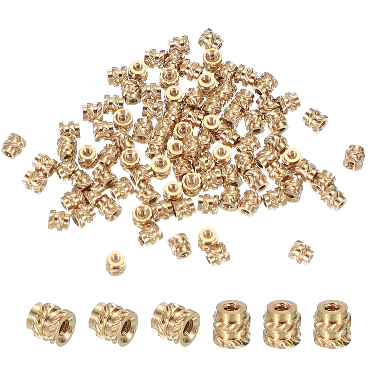 M1x2x2 mm Brass Threaded Insert, Metric knurled Nuts Heat Set Insert ...