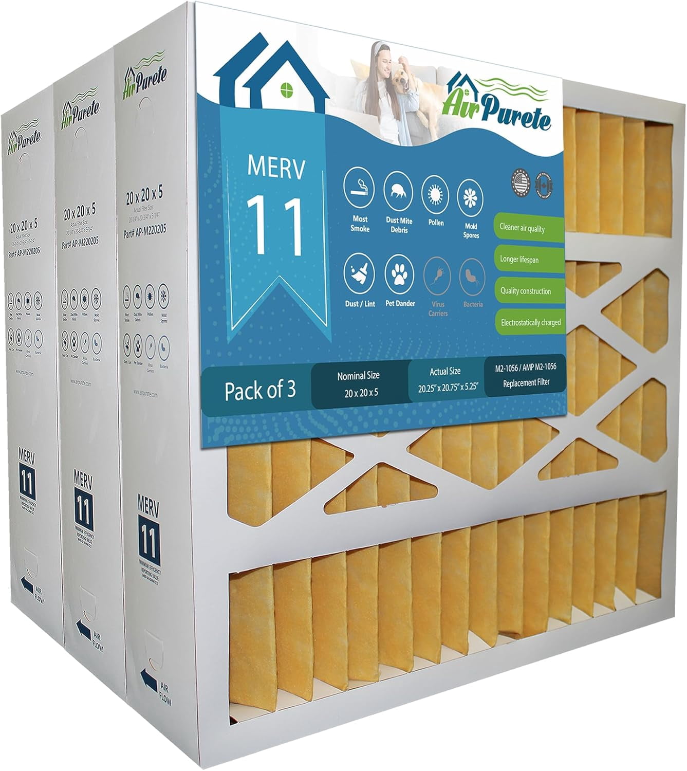 M2-1056 Replacement Filter | AirPurete AP-M220205 | Actual Size 20-1/4 ...
