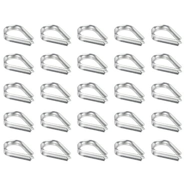 Uxcell 1/8" Wire Rope Kit, 24 Pack M3 Stainless Steel Thimbles & Clamps ...