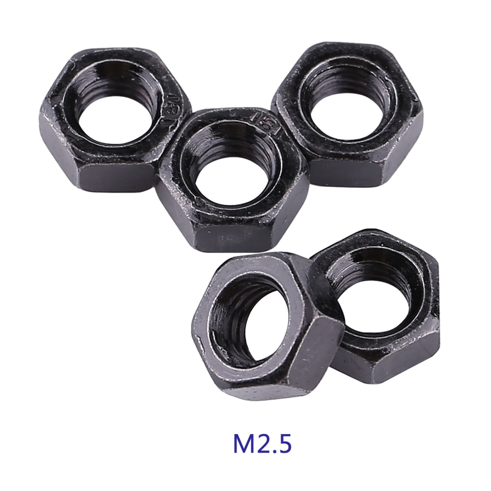 M2.5 Black Zinc Plated Carbon Steel Metric Hexagonal Threaded Nuts ...