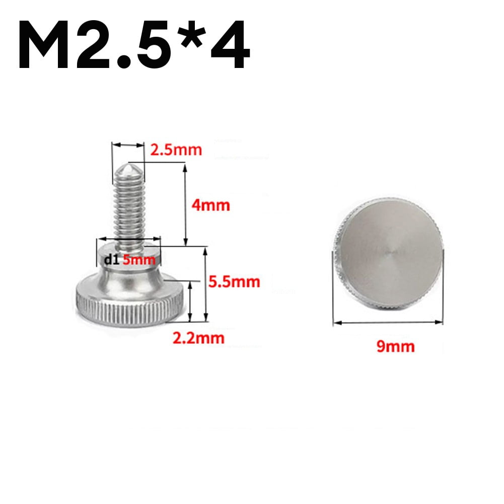 M2.5 GB834 304 Stainless Steel Knurl Head Hand Tighten Glass Lock Thumb Screw - Walmart.com