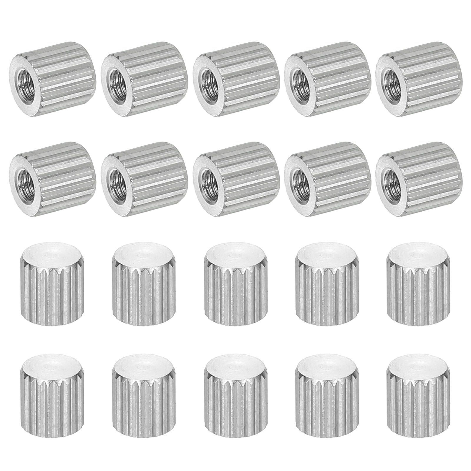M2.5 Knurled Thumb Nuts, 20pcs 304 Stainless Steel Flat Head Blind Hole ...