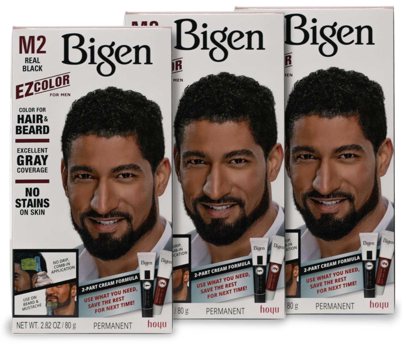 Bigen EZ Color for Men Real Black, Permanent Hair and Beard Dye, 3 Pack ...