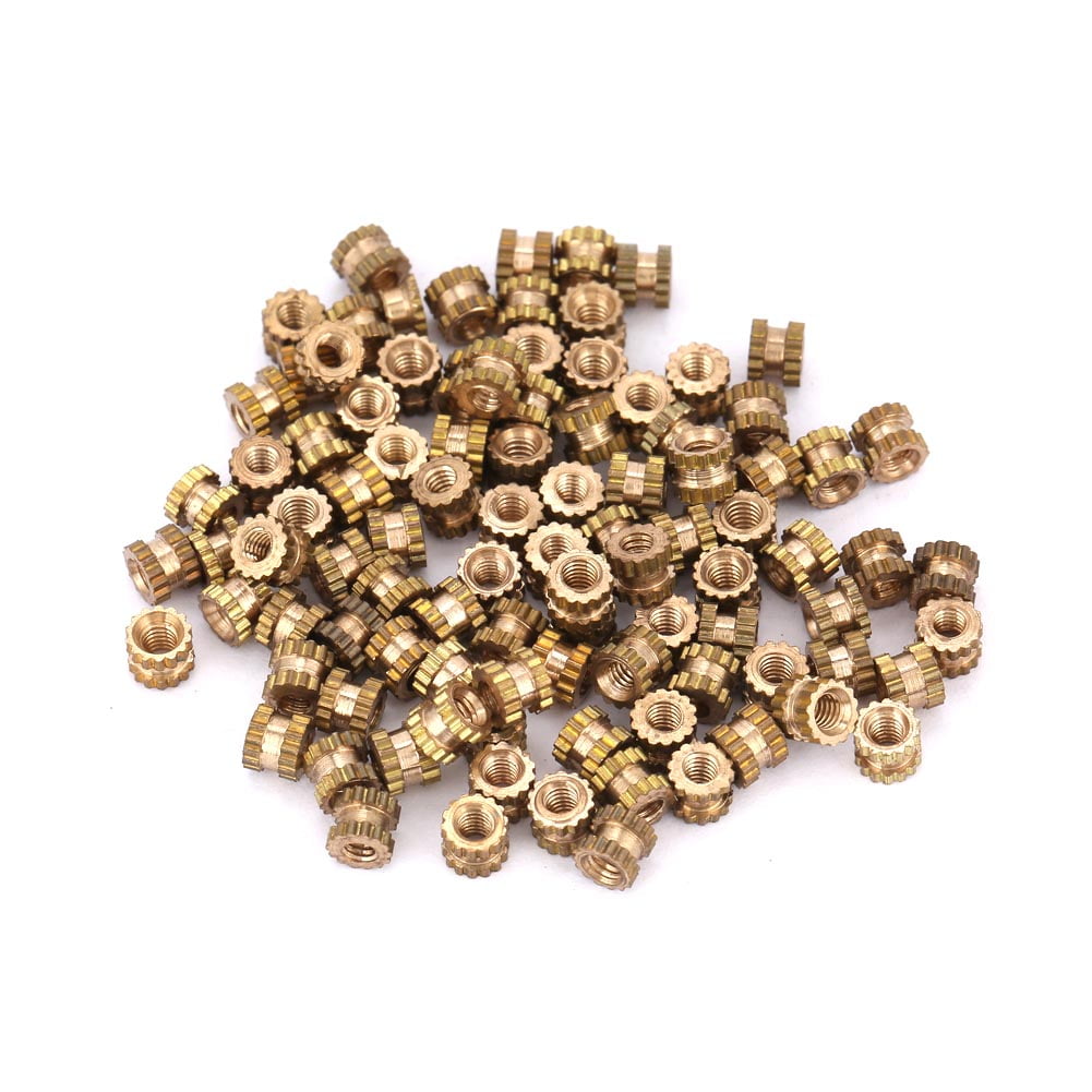 M2 Brass Cylinder Knurled Round Molded in Insert Embedded Nuts (M2*4*3 ...