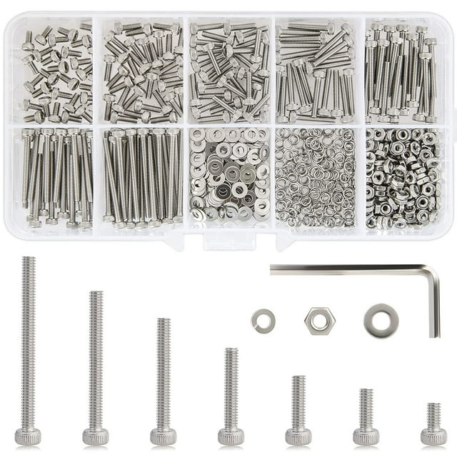 681Pcs M2 Button Head Socket Cap Screws, 304 Stainless Steel Bolts and Nuts Assortment Kit, 8mm ...