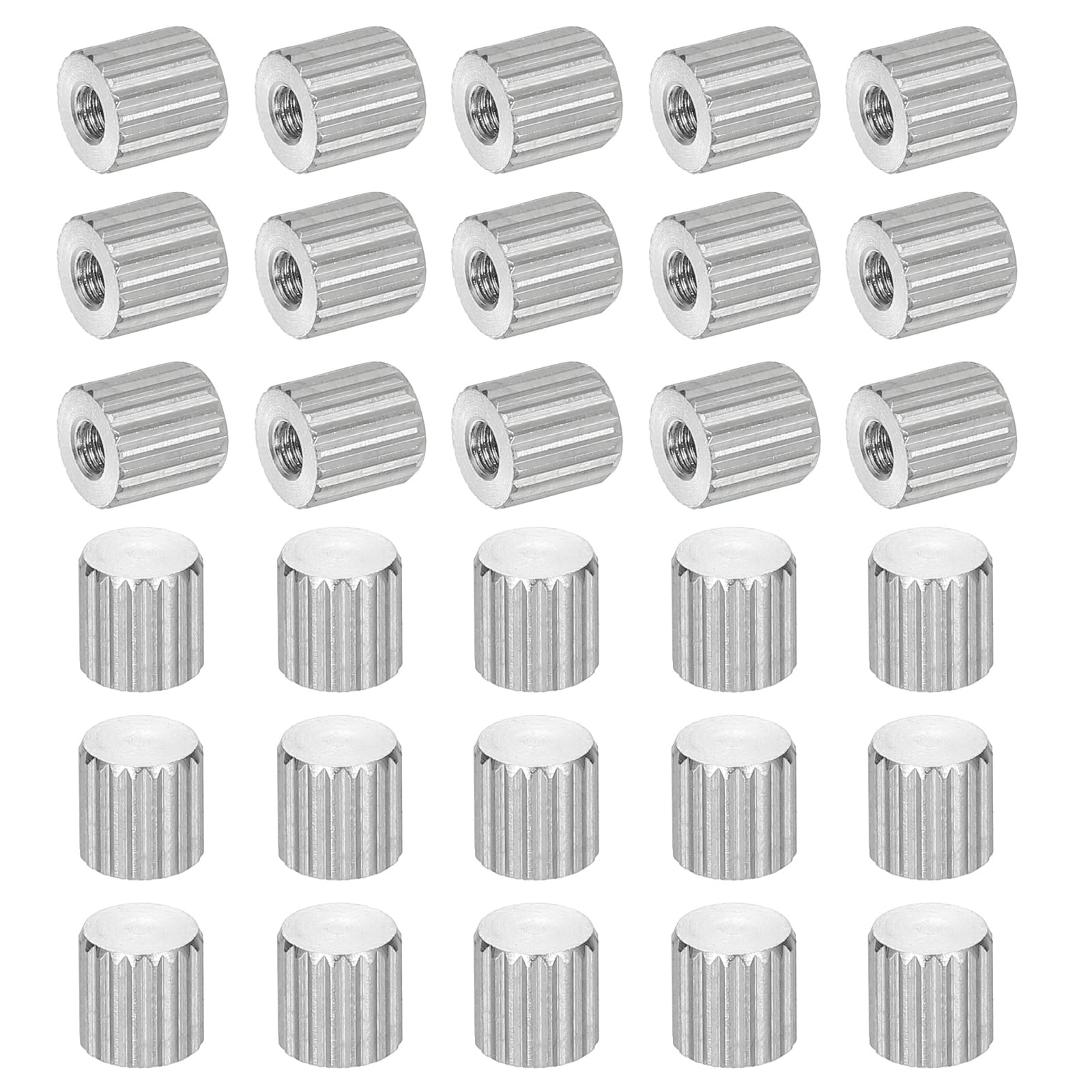 M2 Knurled Thumb Nuts, 30pcs 304 Stainless Steel Flat Head Blind Hole ...