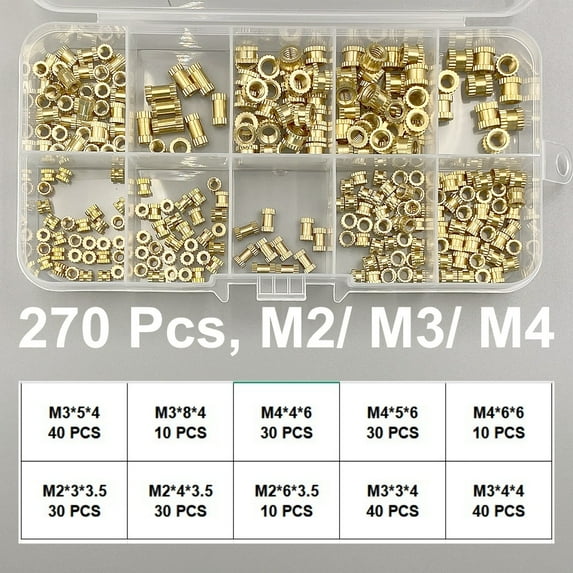 M2 M2.5 M3 M4 M5 M6 Brass Heat Insert Nut Hot Melt Nutinsert Thread ...