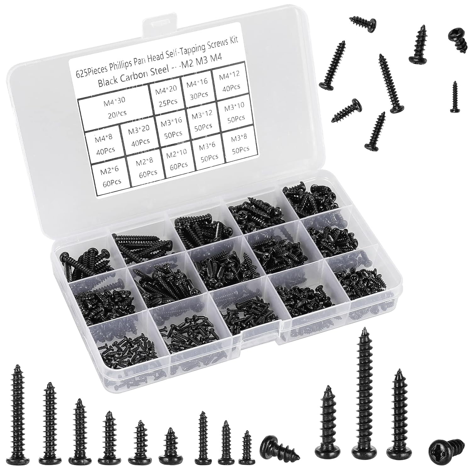 M2 M3 M4 Phillips Pan Head Self-Tapping Wood Screws, Cross Recessed ...