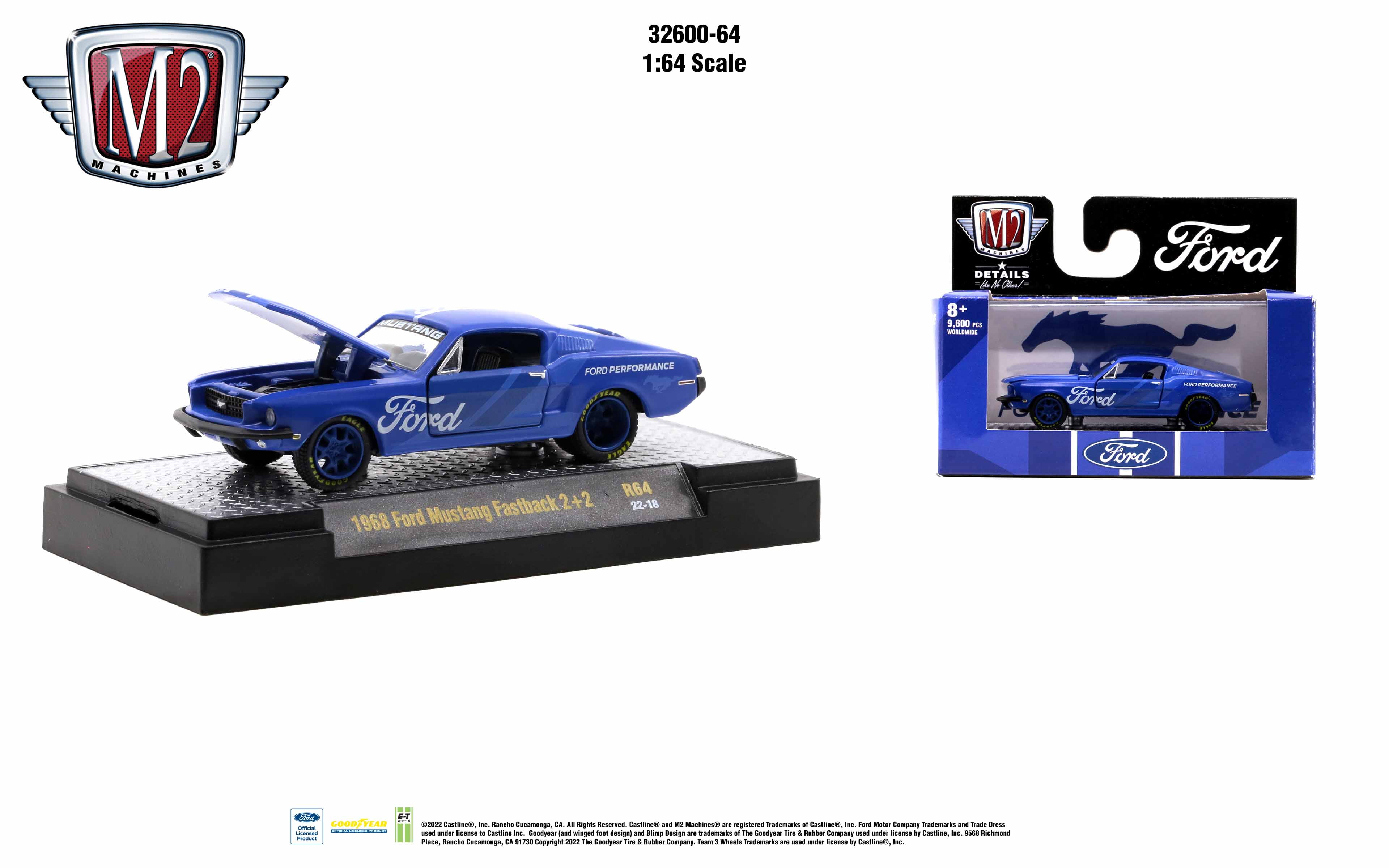 M2 Machines 1:64 Auto Mods 1968 Ford Mustang Fastback 2+2 Release 64 ...