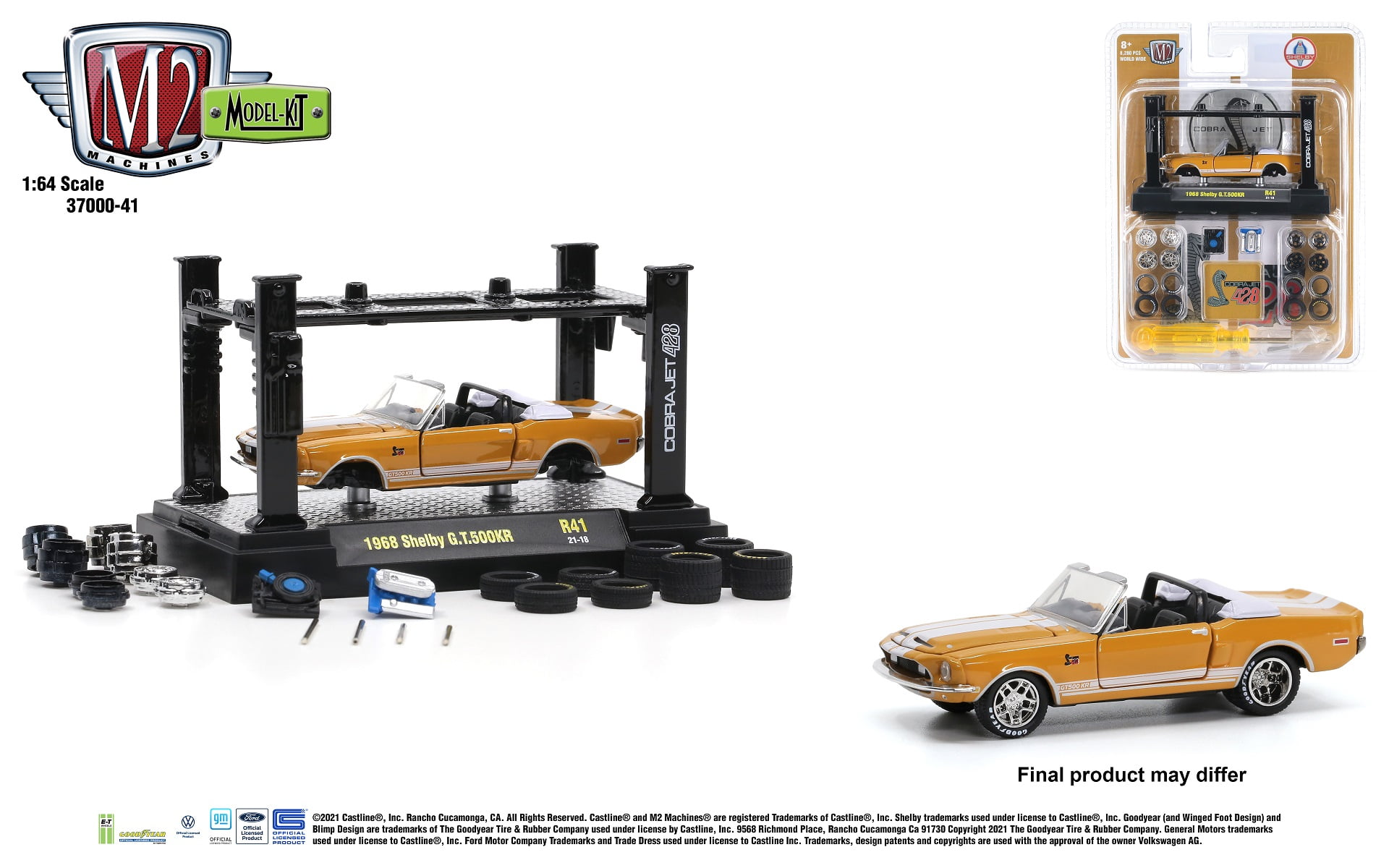 M2 Machines 1:64 Model Kit Release 41 1968 Shelby Gt500kr - Walmart.com