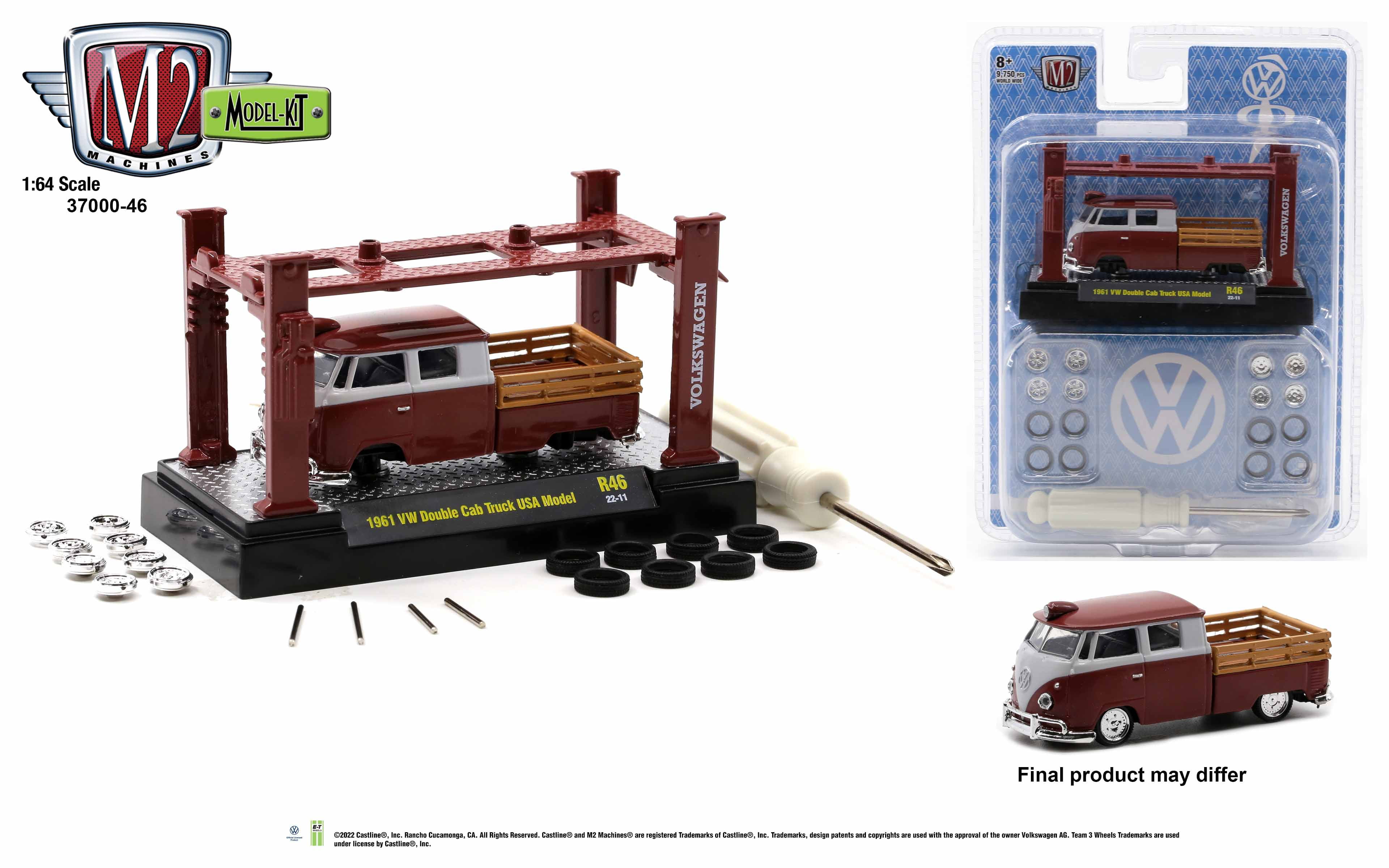 M2 Machines 1:64 Model Kit Release 46 1961 Vw Double Cab Truck - Walmart.com