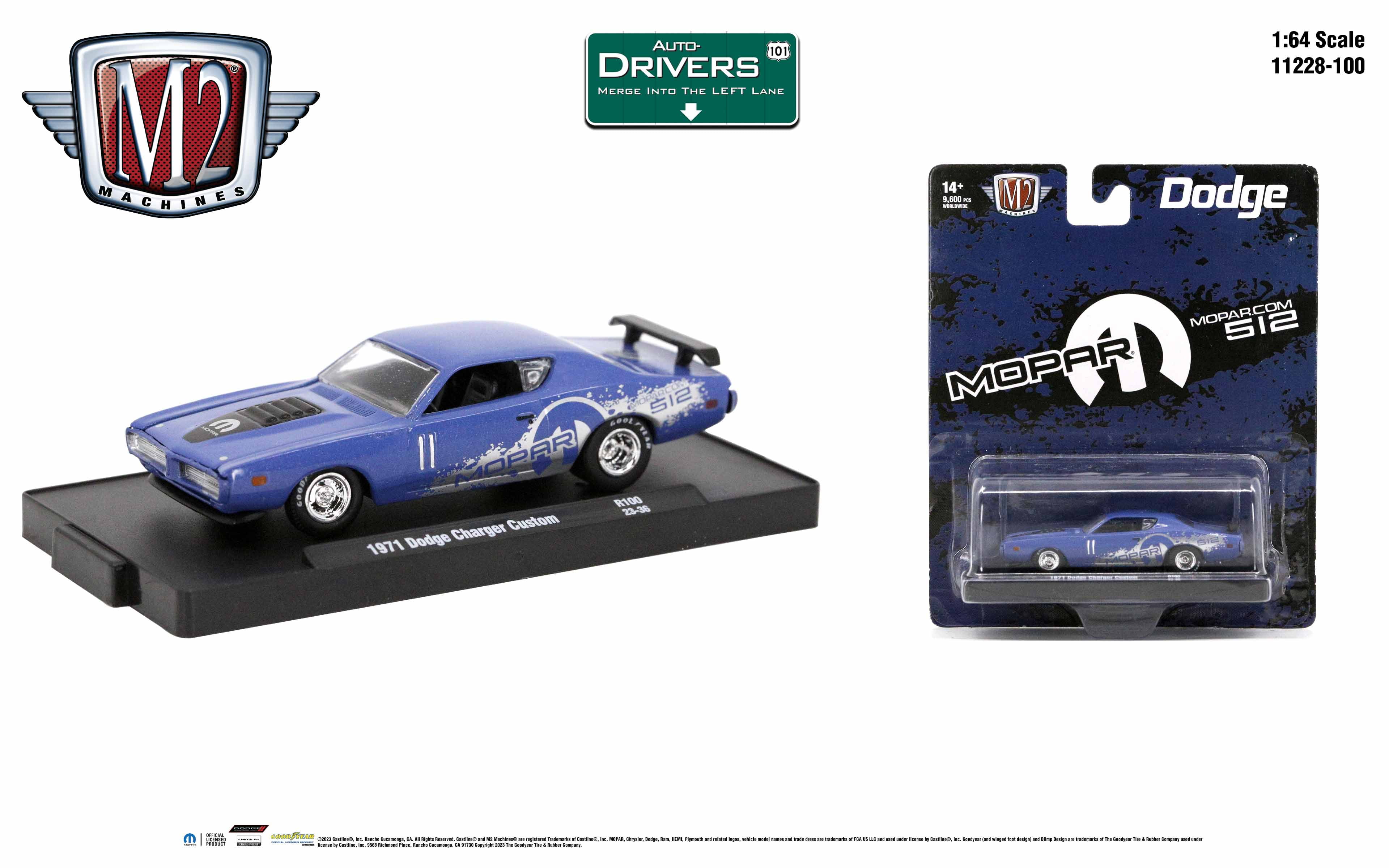 M2 Machines Auto-Drivers 1:64 R100 1971 Dodge Charger Custom - Walmart.com
