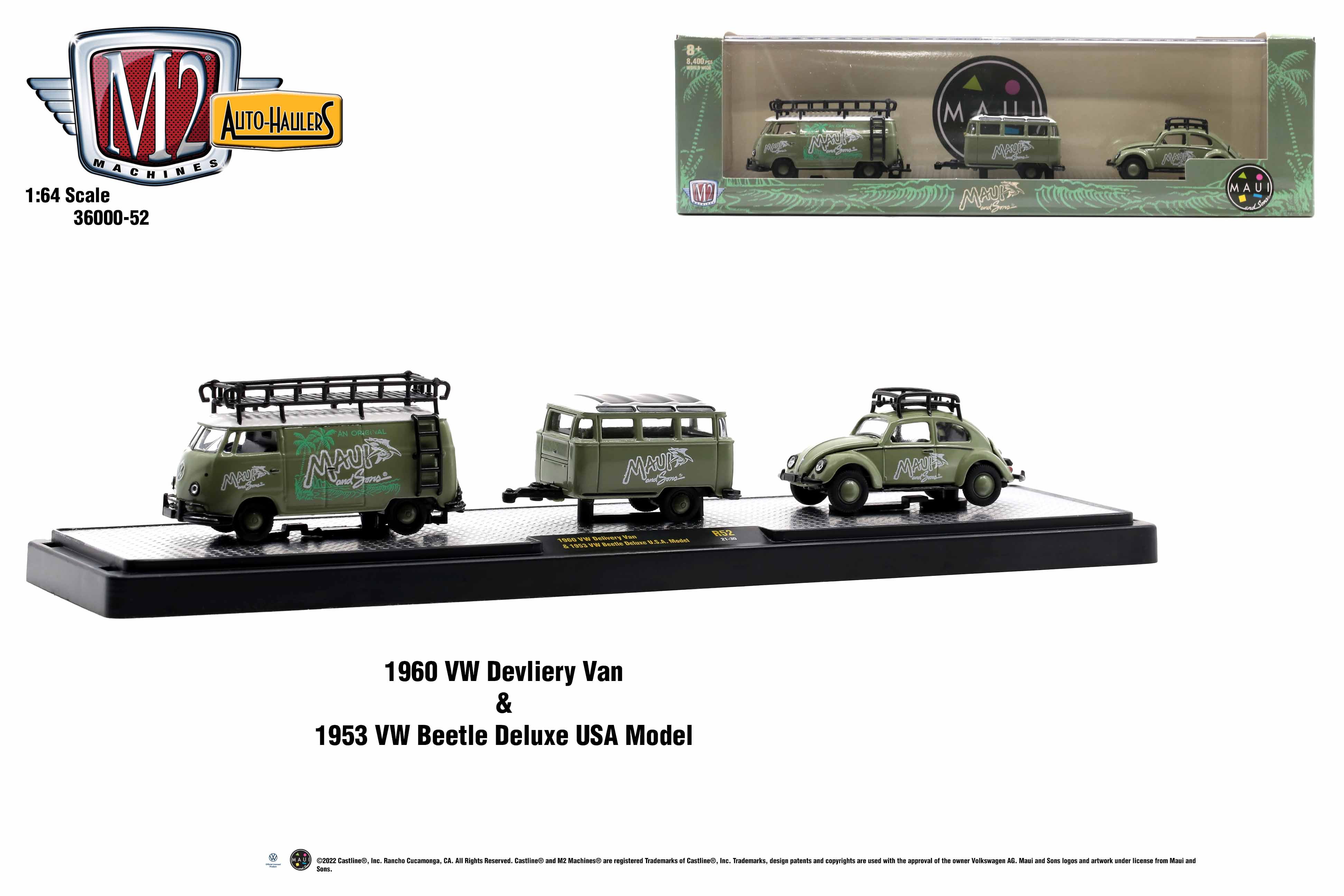 M2 Machines Auto Hauler 52 1960 Vw Delivery Van & 1953 Vw Beetle Deluxe ...