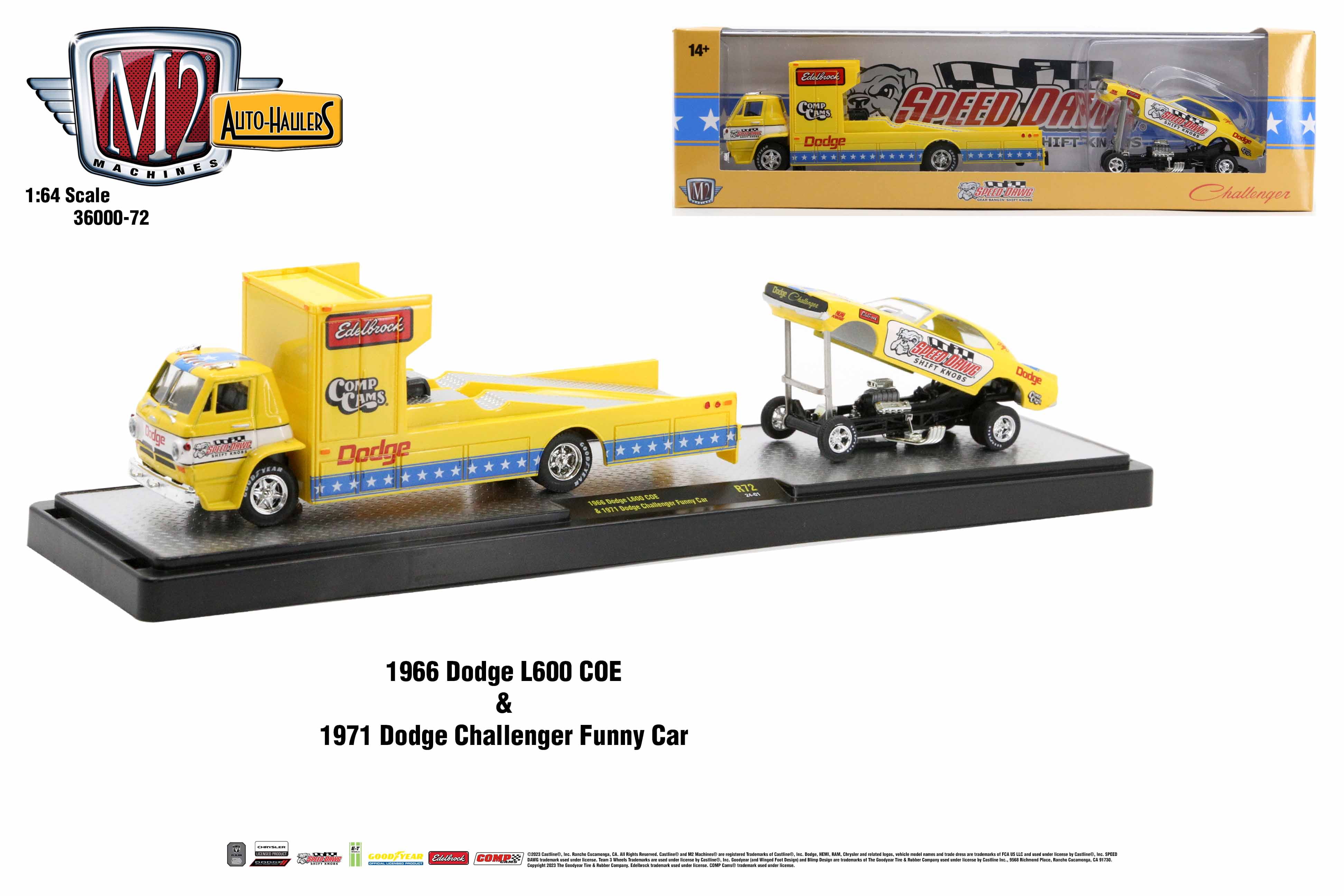M2 Machines Auto Hauler 72 1966 Dodge L600 Coe 1971 Dodge Challenger ...