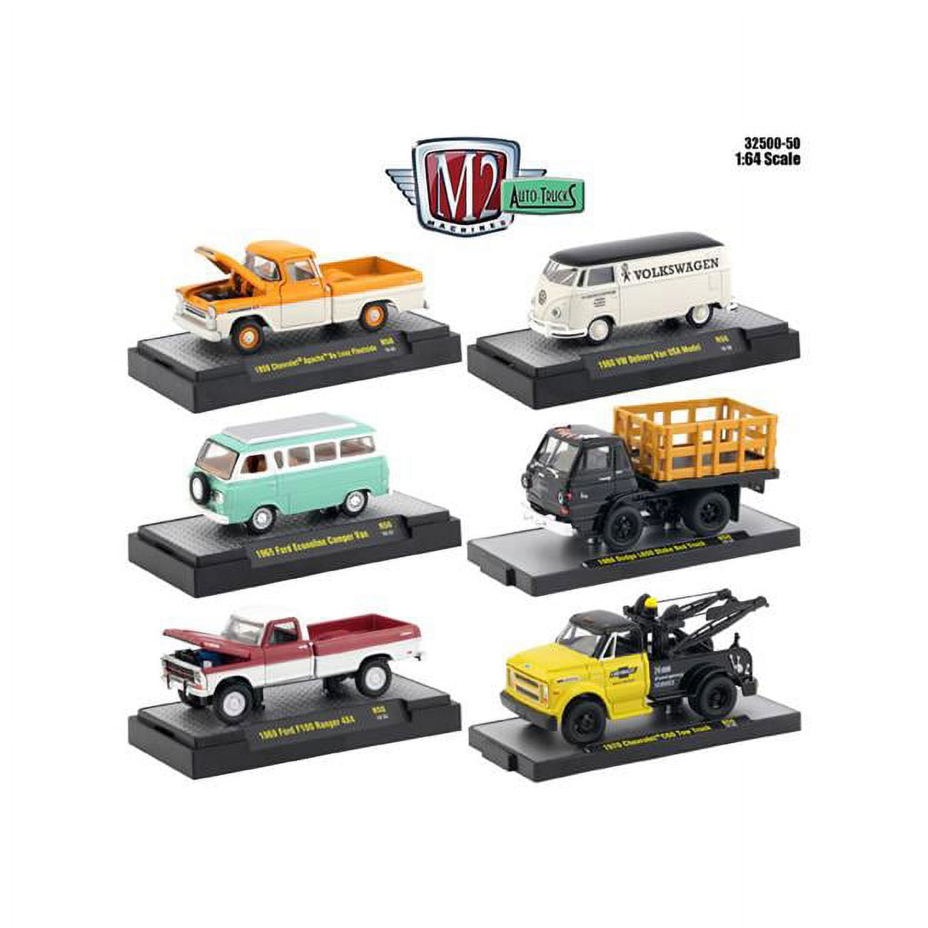 M2 Machines Auto Thentics 6 Piece Set Release 50 in Dislay Cases 1-64 ...