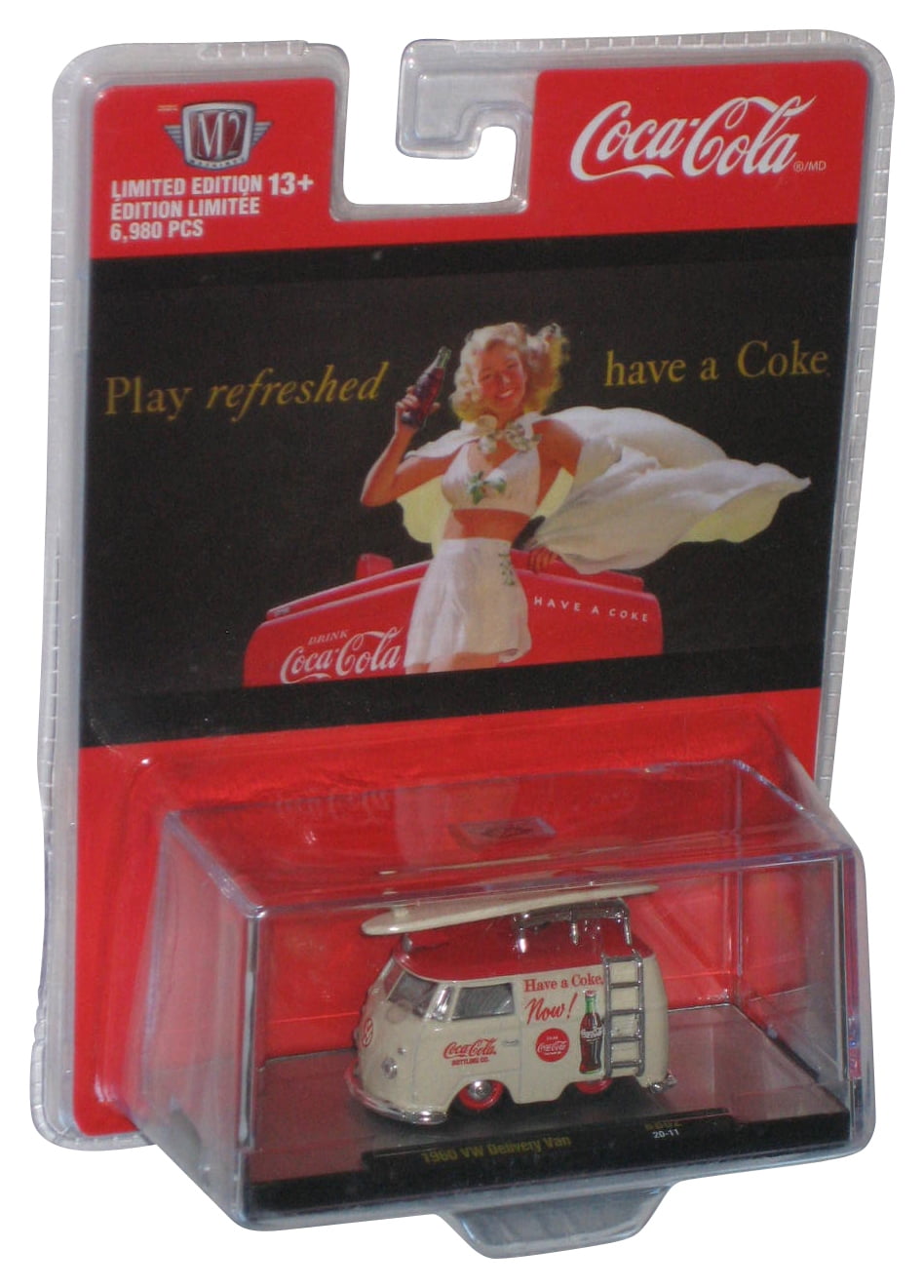 M2 Machines Coca-Cola Play Refreshed Have A Coke 1960 VW Delivery Van White Toy Car BB02 ...