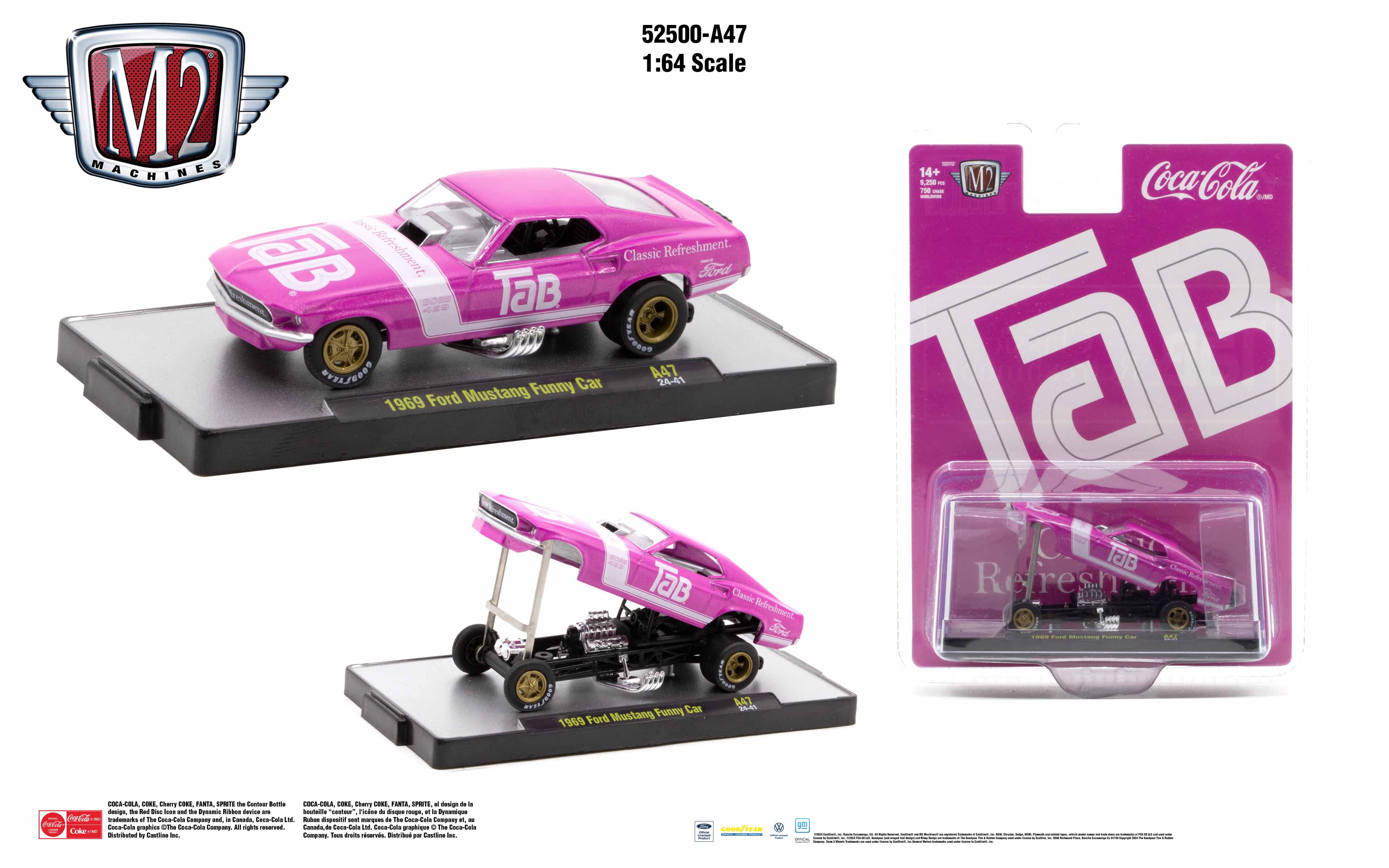 M2 Machines Coca-Cola Release A47 1969 Ford Mustang Funny Car Tab ...