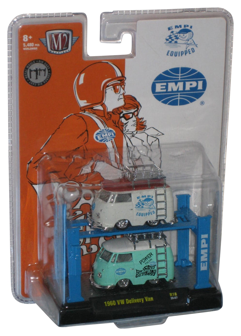 M2 Machines Empi Equipped (2020) White & Green 1960 VW Delivery Van Toy ...