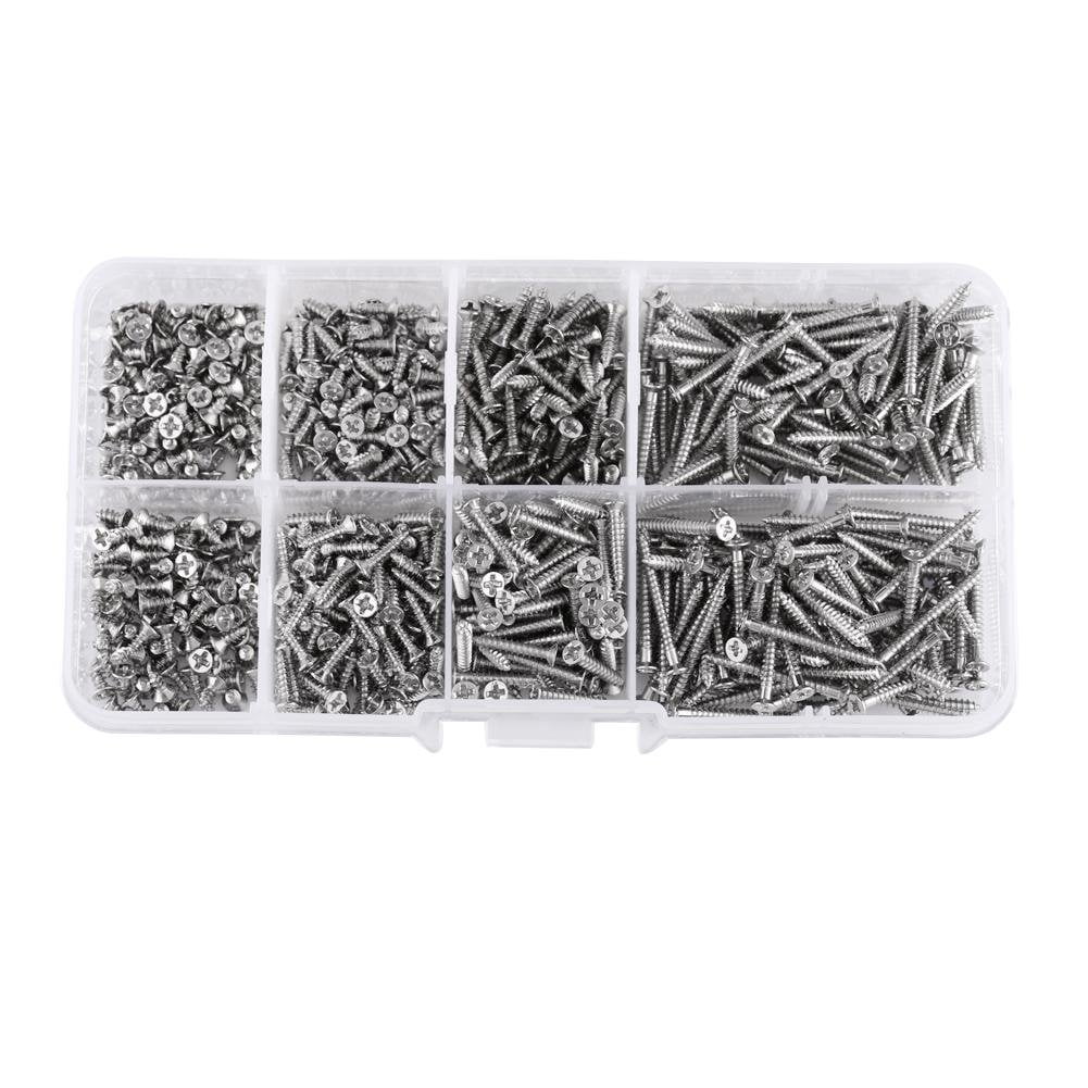 M2 Screw Kit, 800 Nickel Plated Carbon Steel Flat Head Screws, Self ...