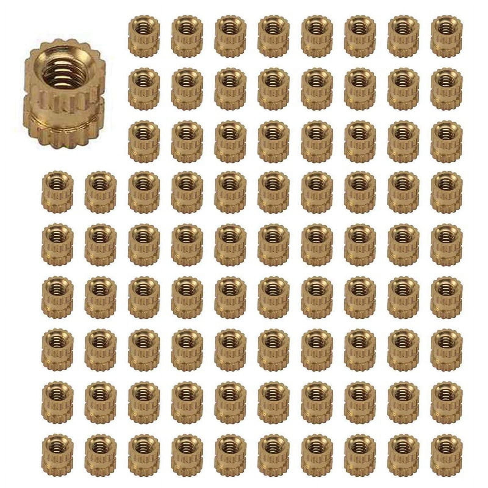 M2 X 3mm Brass Cylinder Knurled Threaded Round Insert Embedded Nuts ...