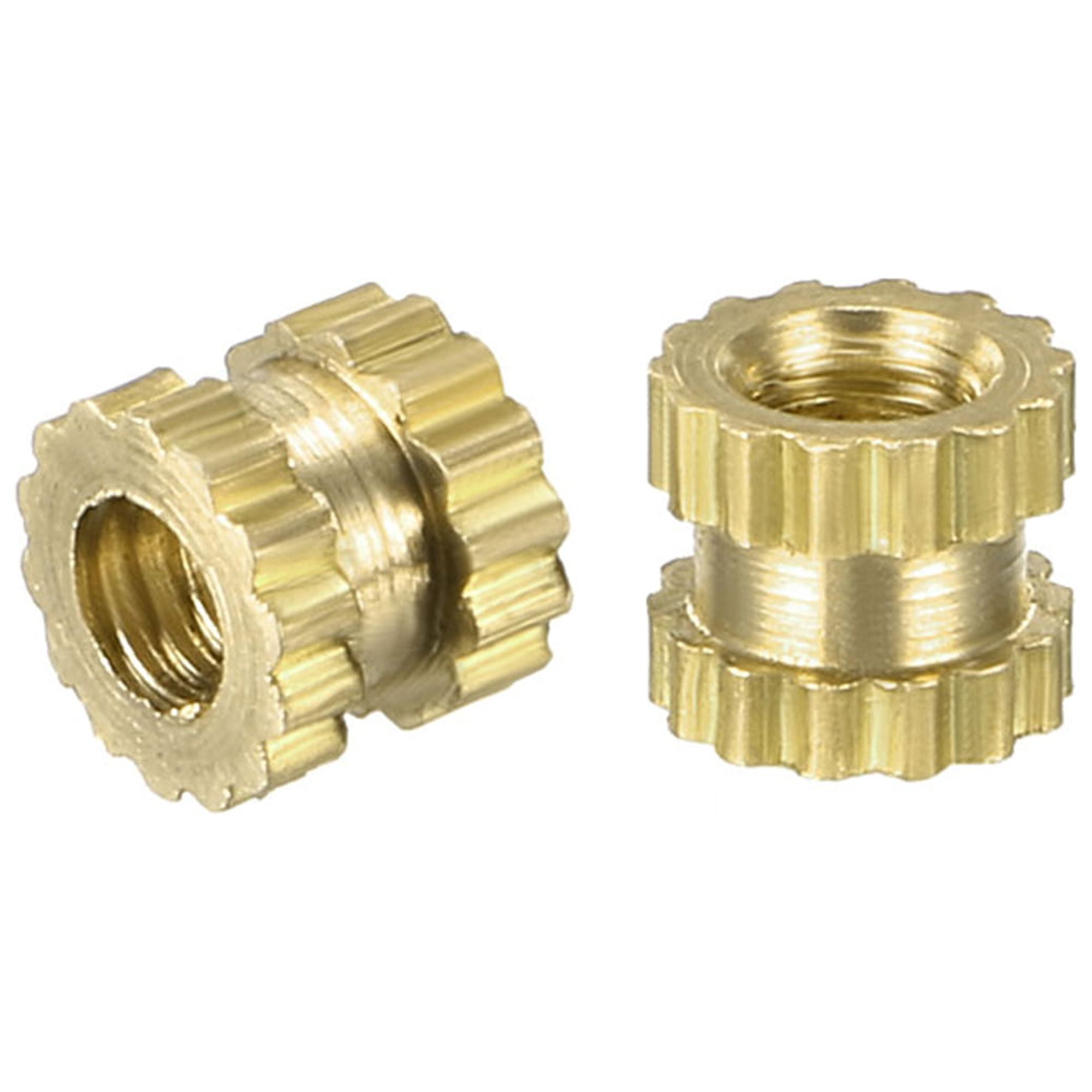 M2 x 3mm(L) x 3.2mm(OD) Brass Knurled Threaded Insert Embedment Nuts ...