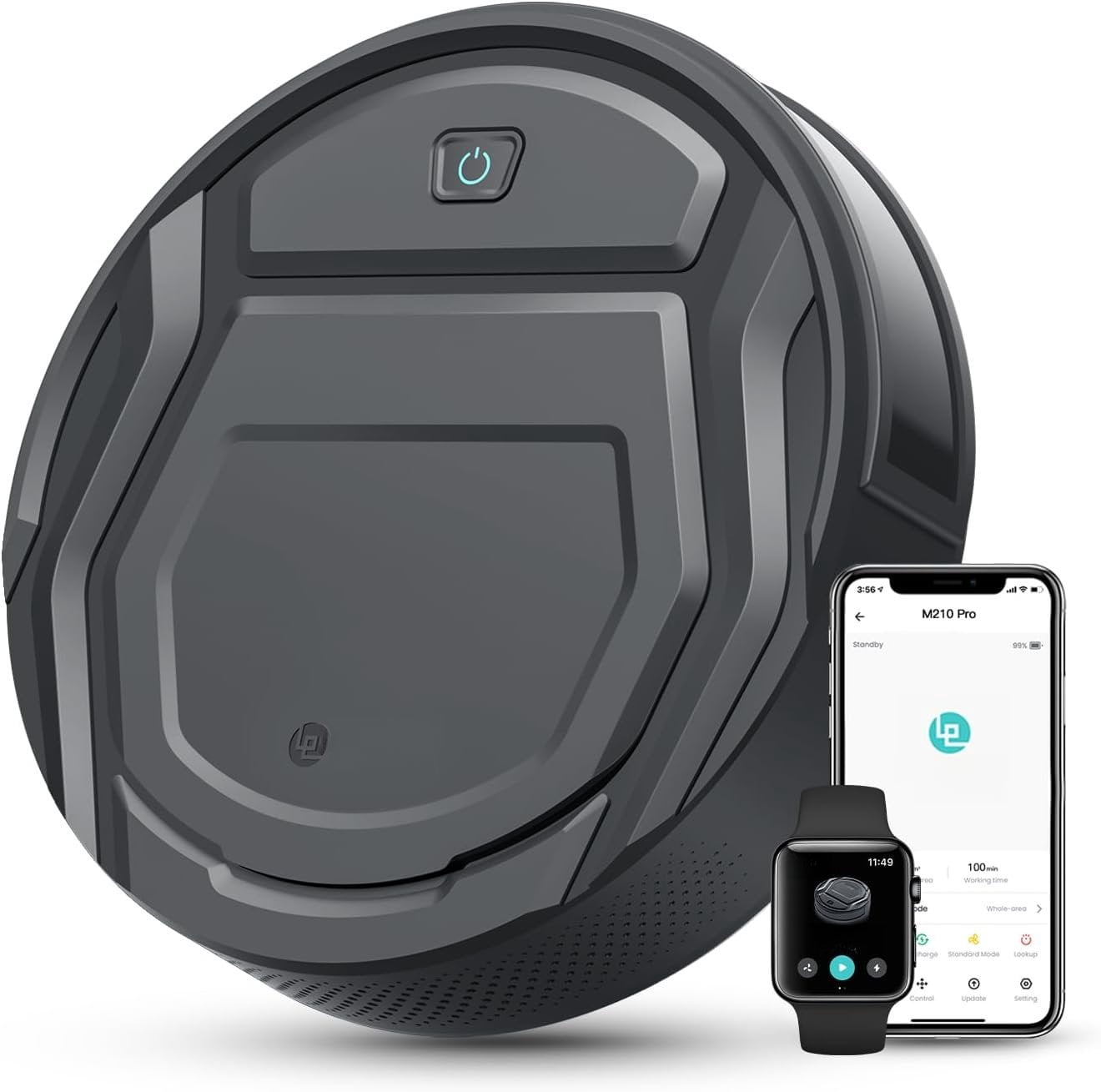 M210P Robot Vacuum Cleaner, 4000pa Suction, 200 Mins Runtime, Thin ...